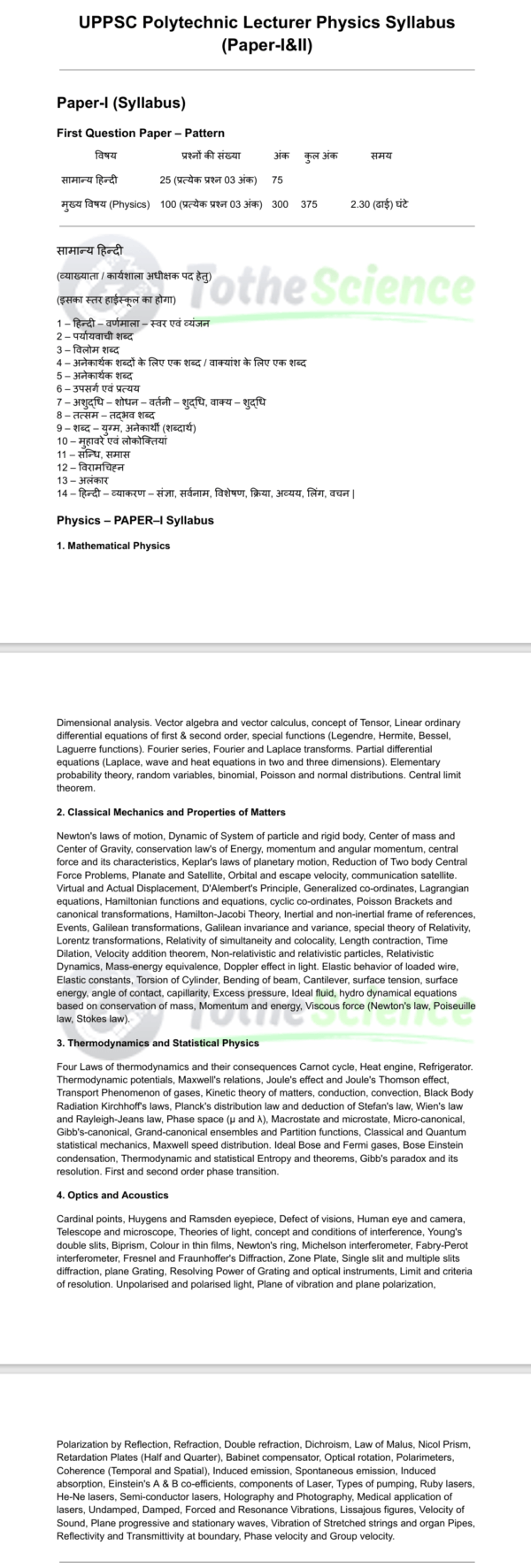 UPPSC Polytechnic Lecturer Physics Syllabus 2025 PDF Download Free ...